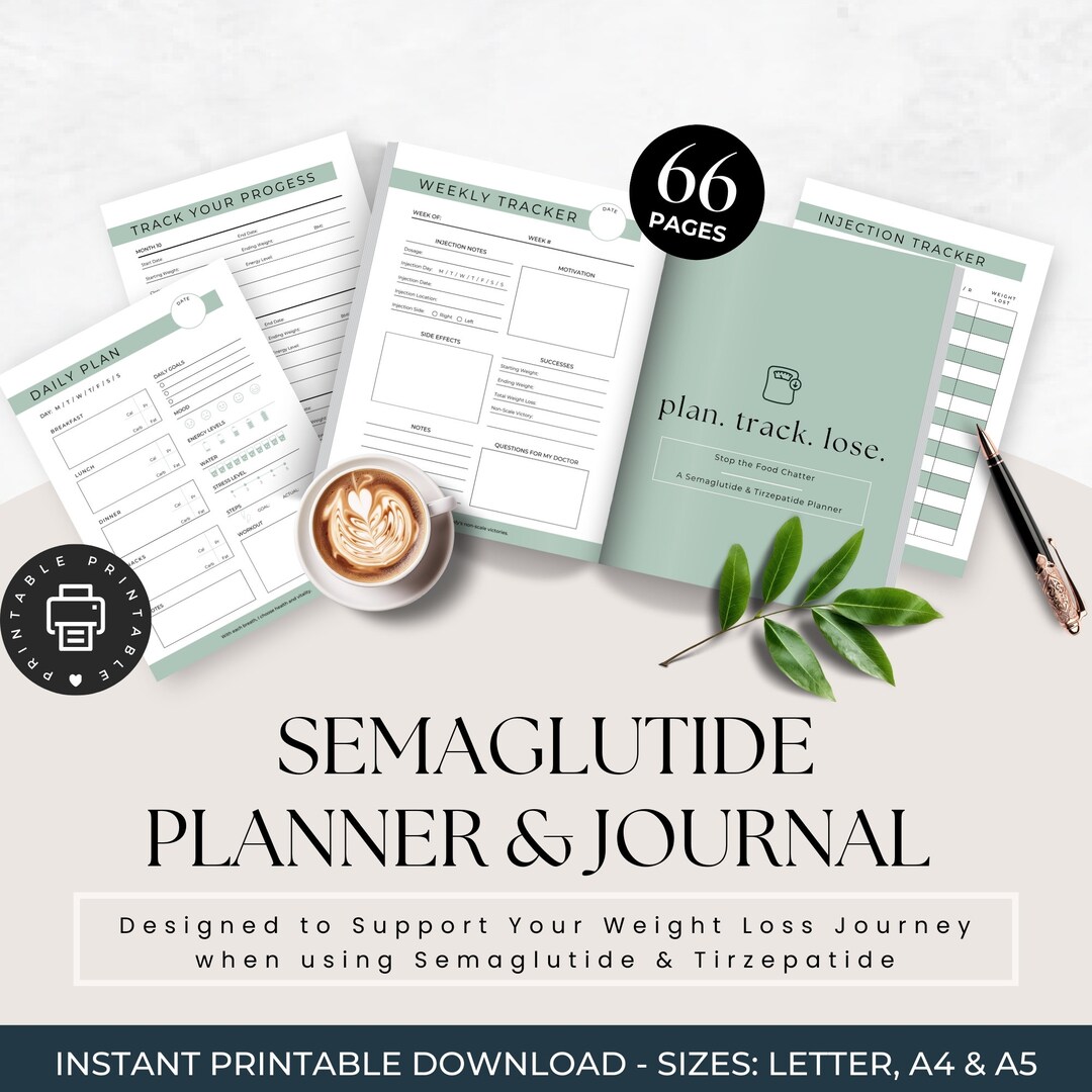 Semaglutide Weight Loss Tracker, Tirzepatide Weight Loss Journal, Goal ...