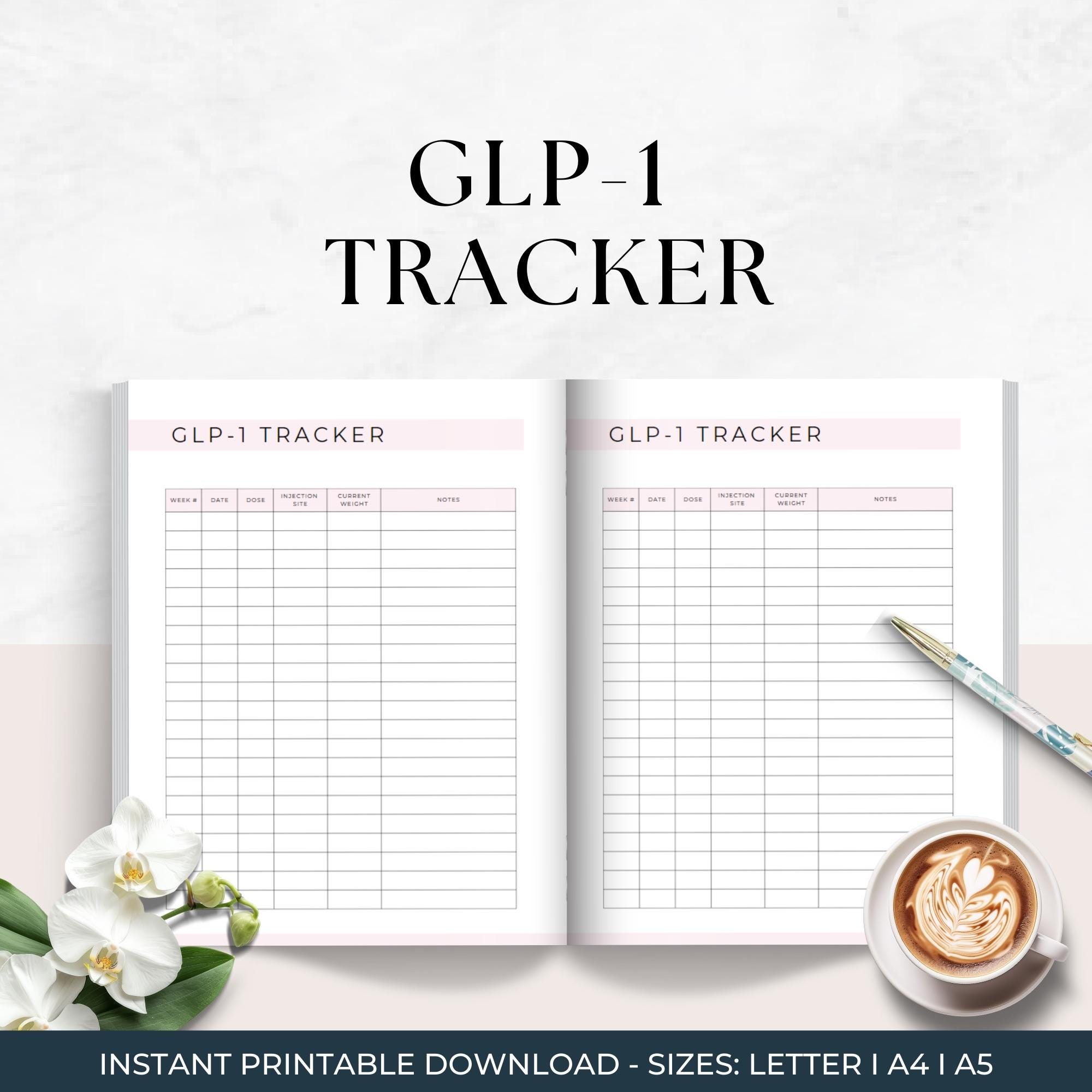 GLP1 Injection Tracker, Tirzepatide Weekly Journal, Semaglutide ...