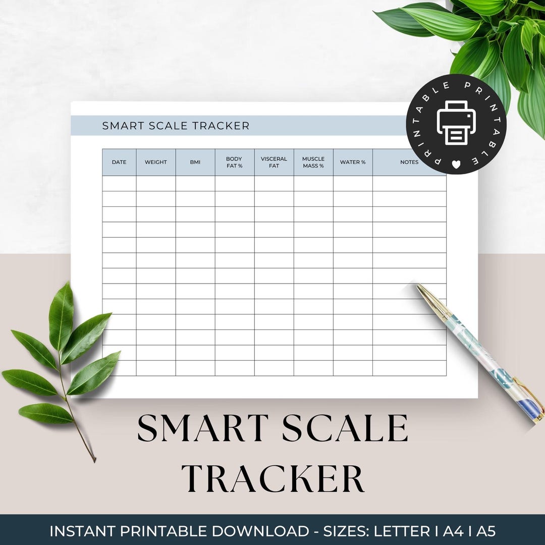 Smart Scale Tracker, Body Composition Log, Health Metrics Chart ...