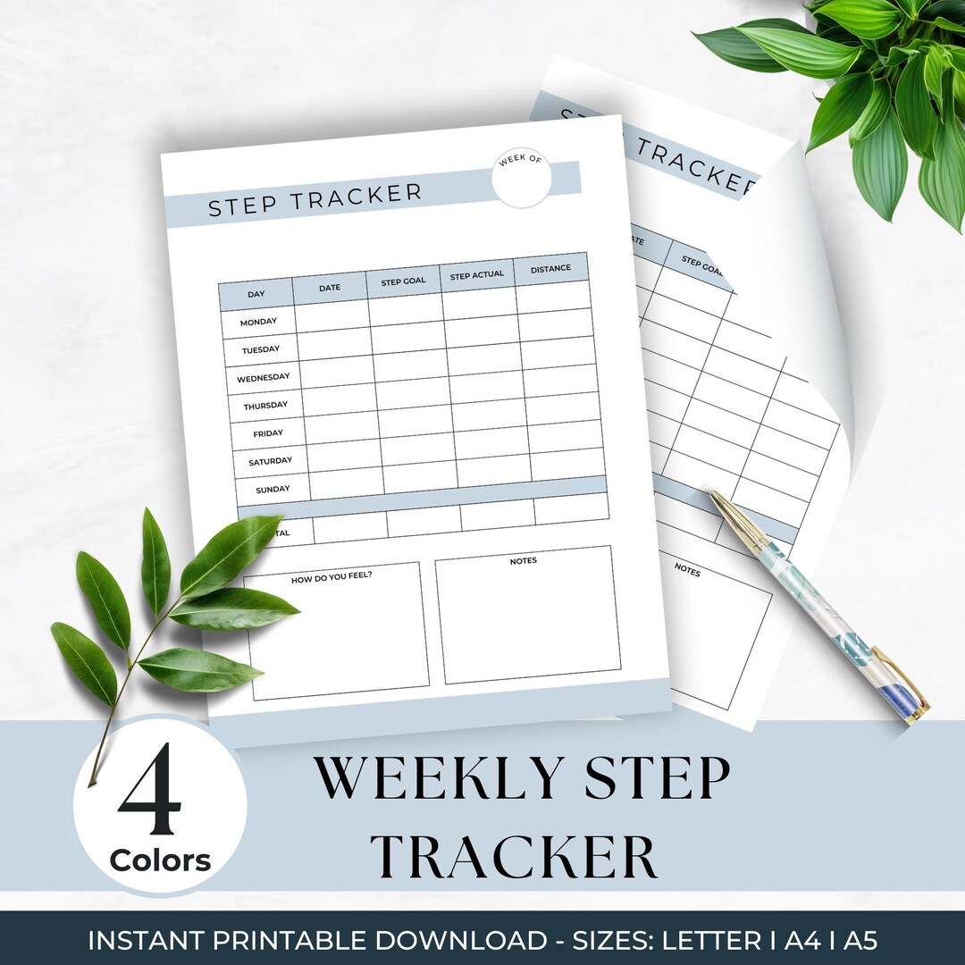 Step Tracker Printable, Daily Step Log, Fitness Tracker, Health Journal ...