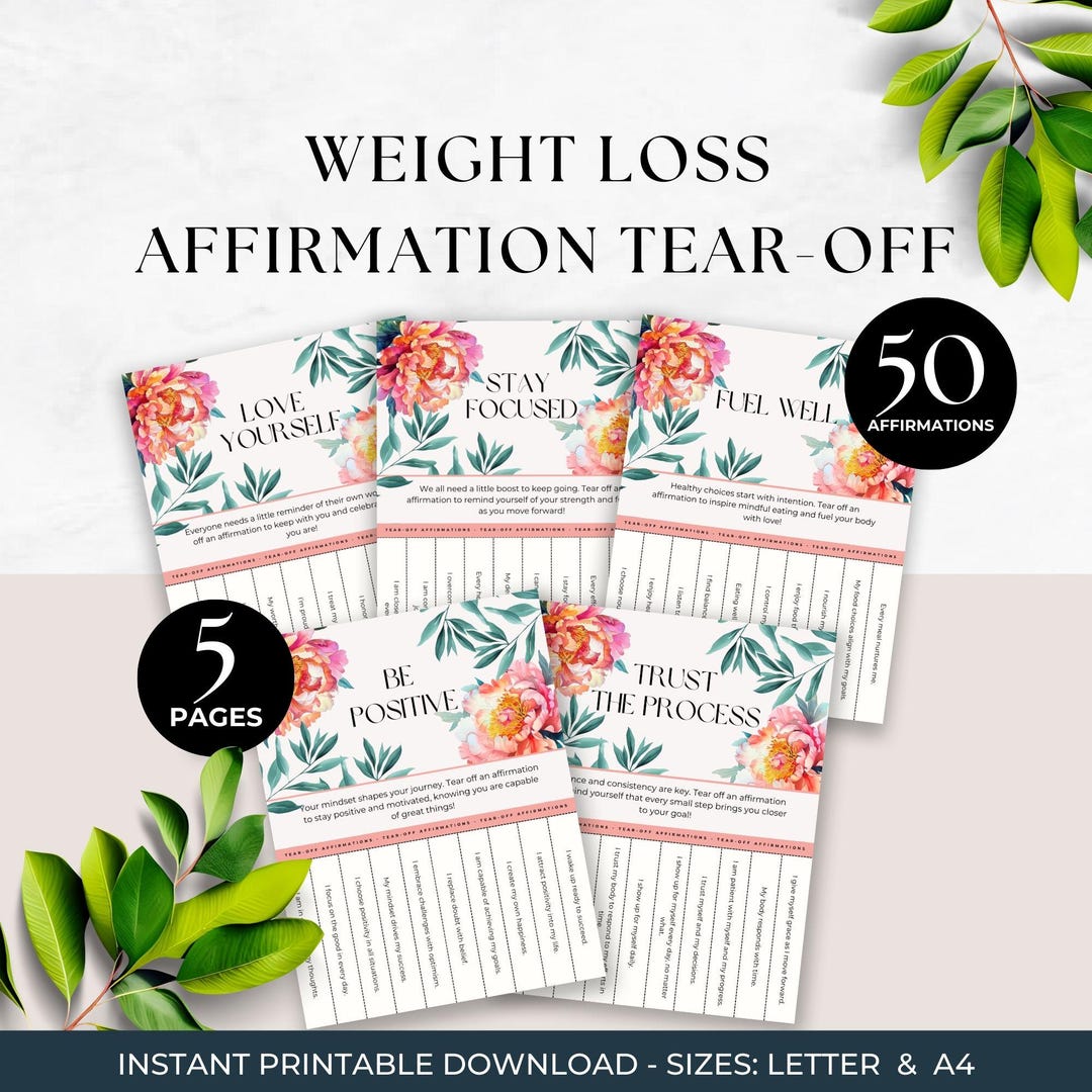 Tear off Affirmations, Weight Loss Affirmations, Printable Daily ...
