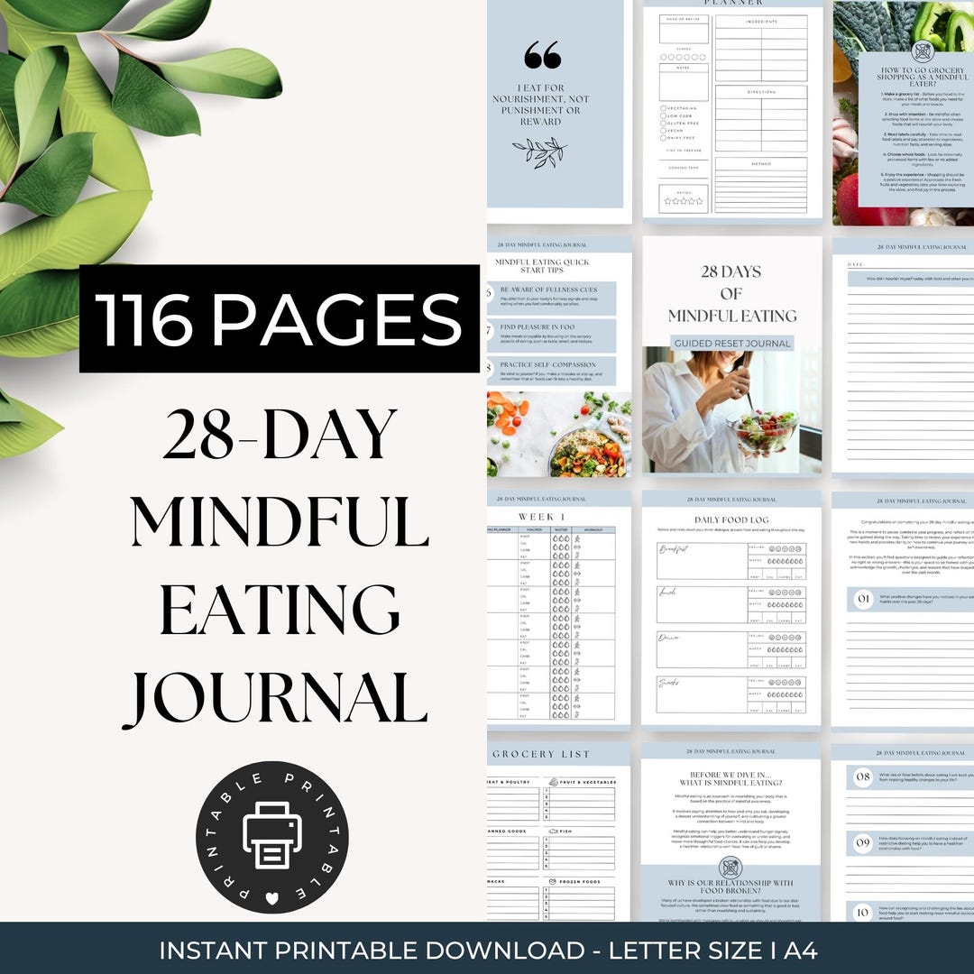 Mindful Eating Journal, Intuitive Eating Guide, Freedom From Emotional ...