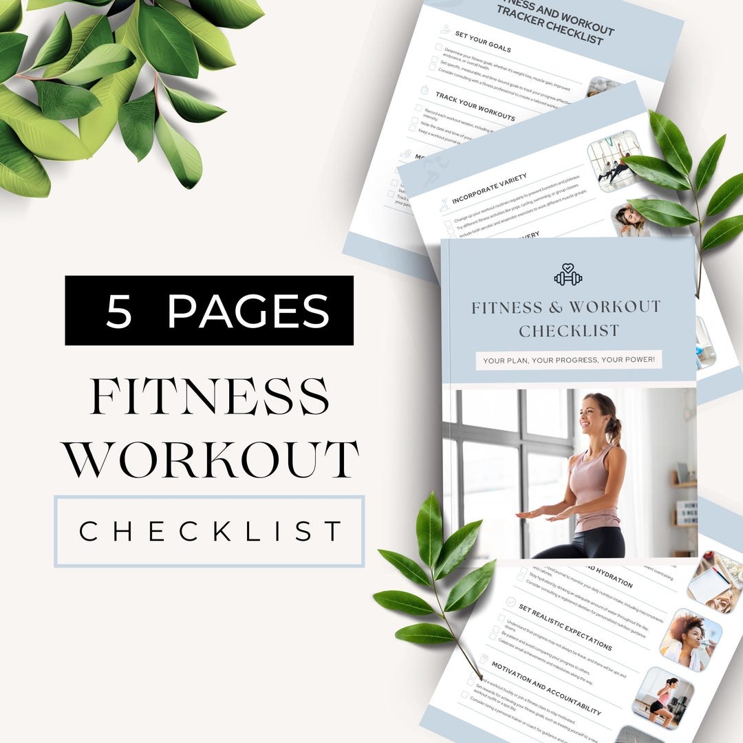 Fitness Checklist Printable, Exercise Coaching Guide, Workout Routine ...