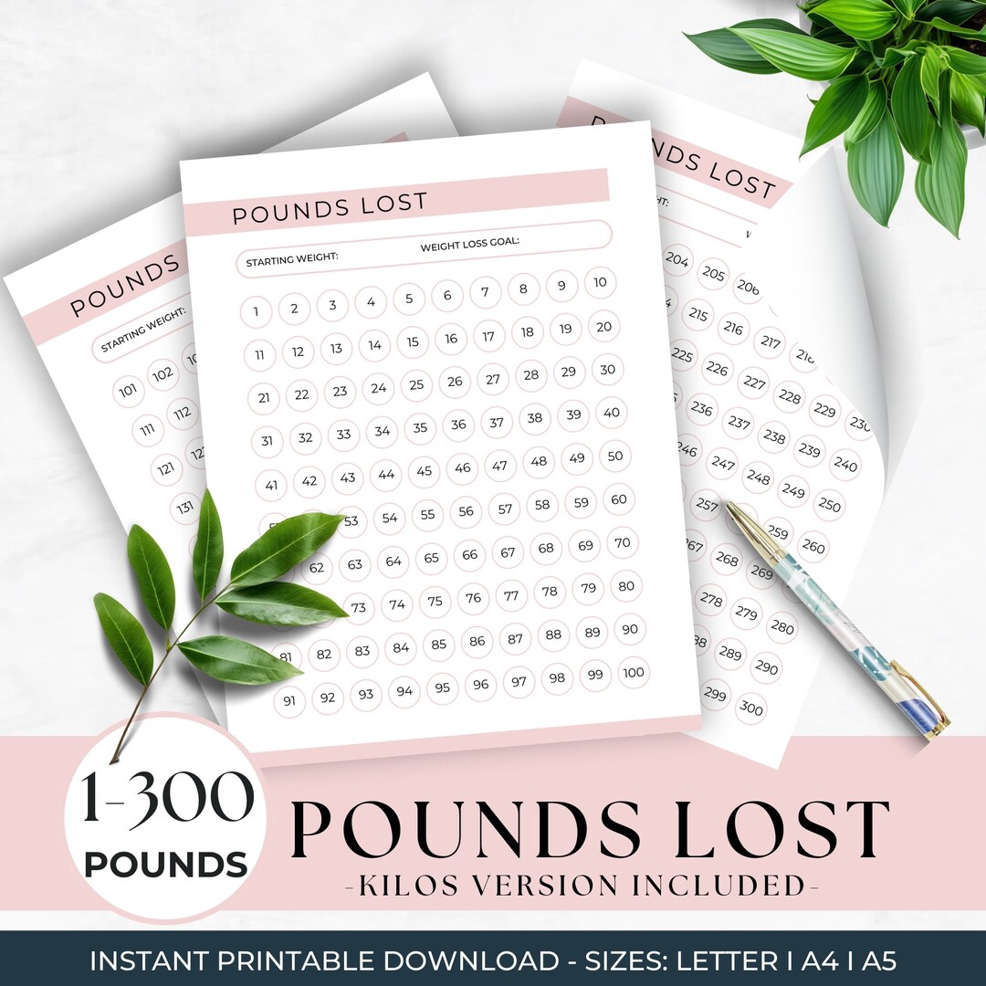 Weight Loss Tracker Pounds, GLP1 Pounds Lost Log, Kilos Lost Chart ...