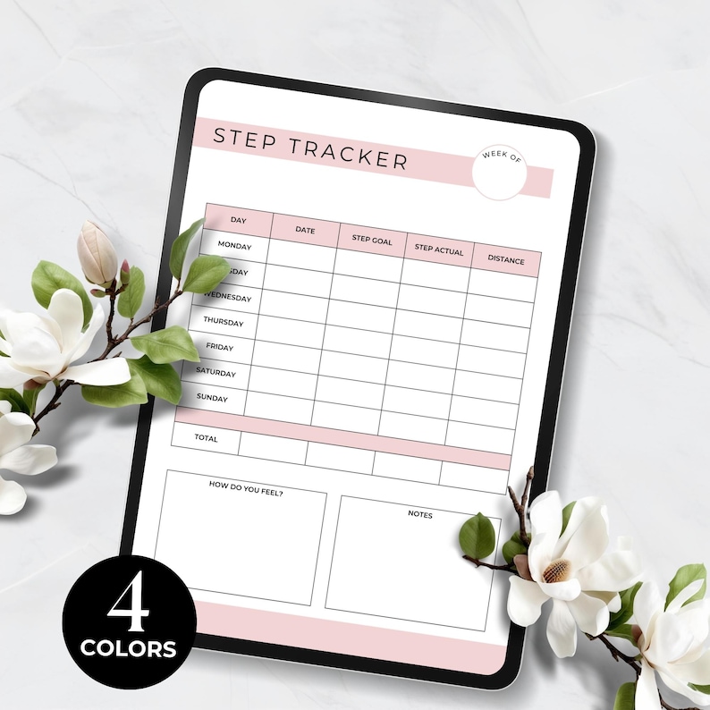 Step Tracker Printable, Daily Step Log, Fitness Tracker, Health Journal ...