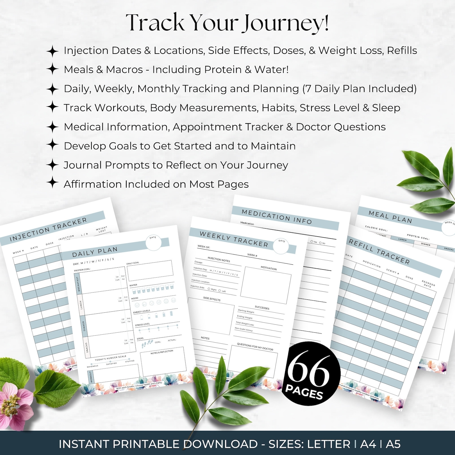 GLP1 Tracker, Semaglutide Weight Loss Tracker, Tirzepatide Journal ...