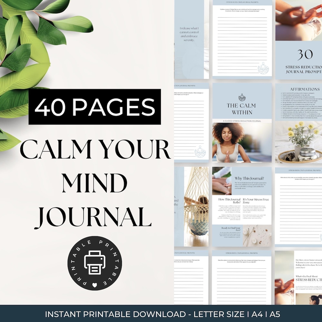 Calming Your Mind Journal, Mental Health Planner, Mindfulness Journal ...