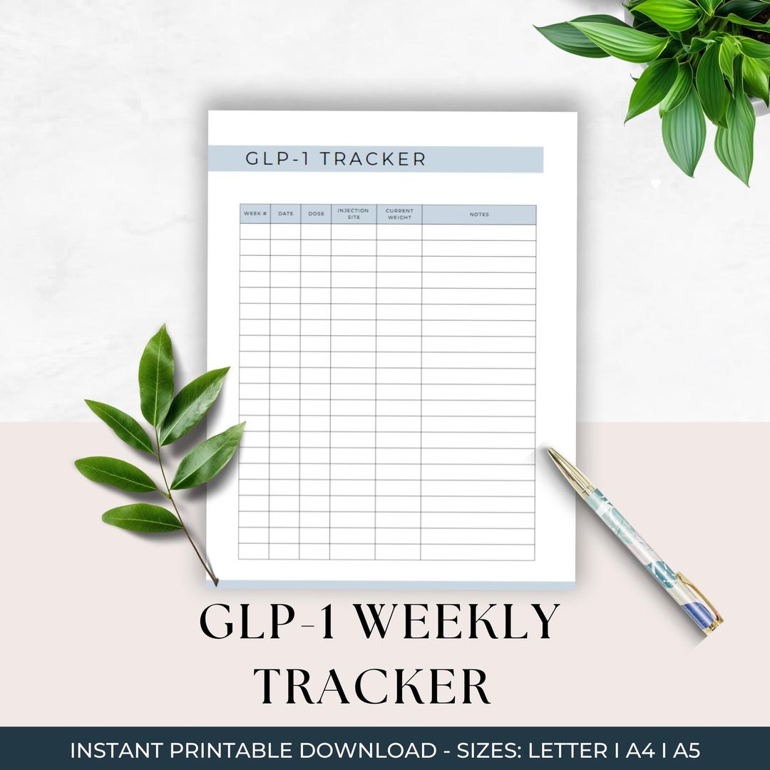 GLP1 Injection Tracker, Tirzepatide Weekly Journal, Semaglutide ...