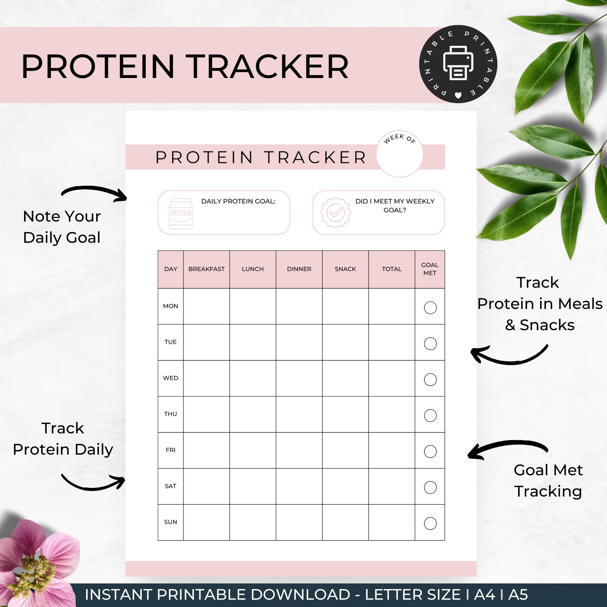 Protein Tracker, Daily Protein Log, GLP1 Protein Goals, Healthy Meals ...
