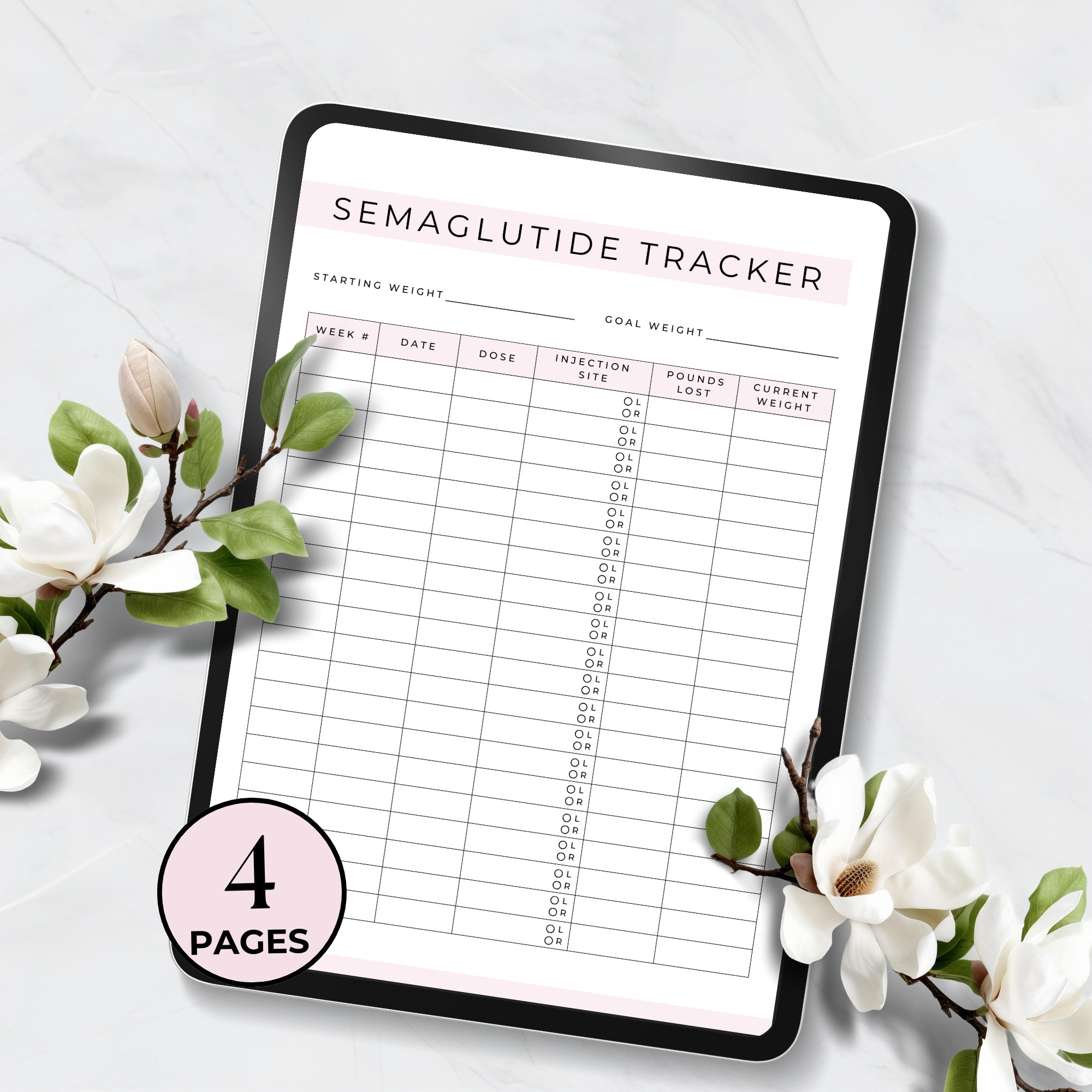 Semaglutide Injection Tracker, Semaglutide Weight Loss Tracker, Simple ...