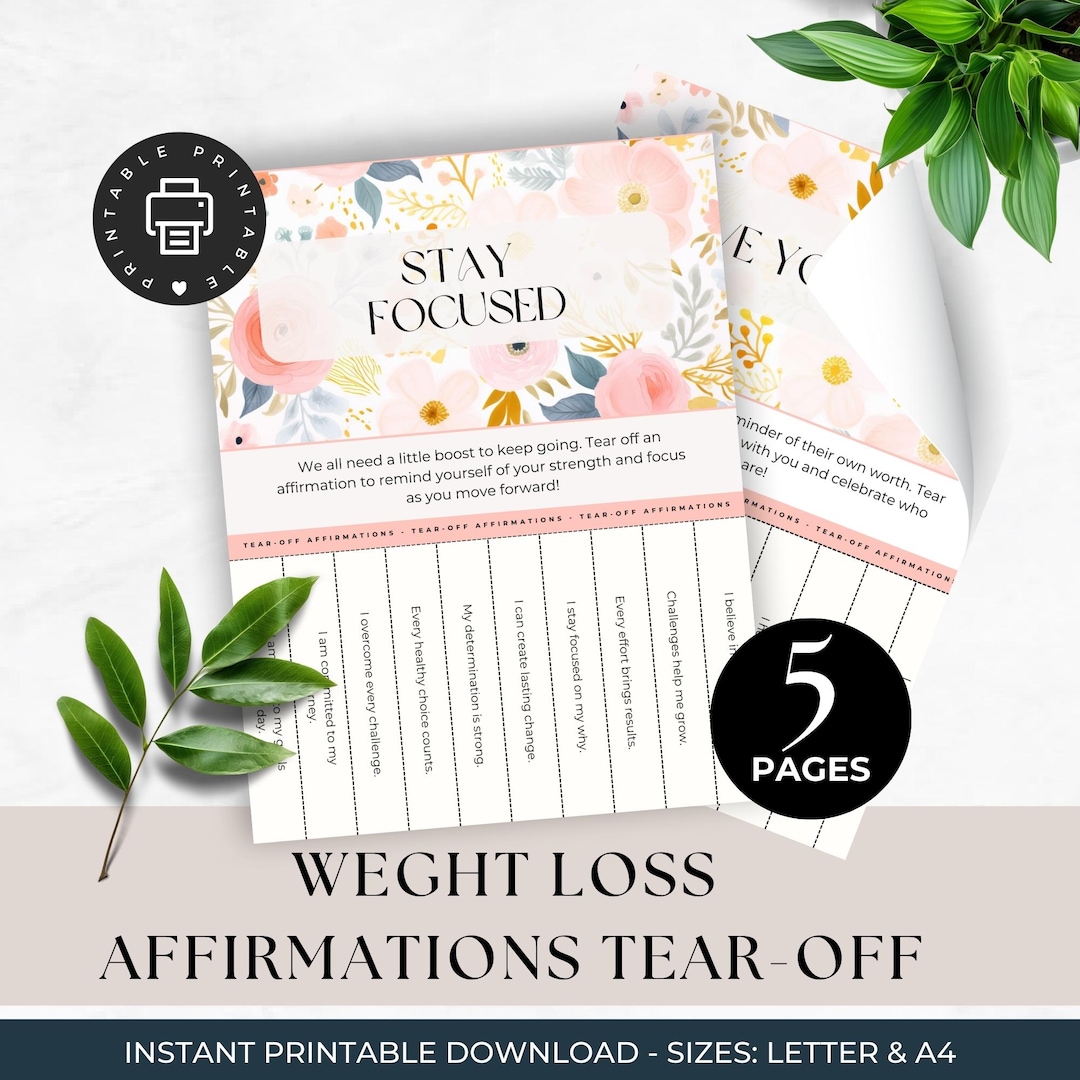Tear off Affirmations, Weight Loss Affirmations, Printable Daily ...