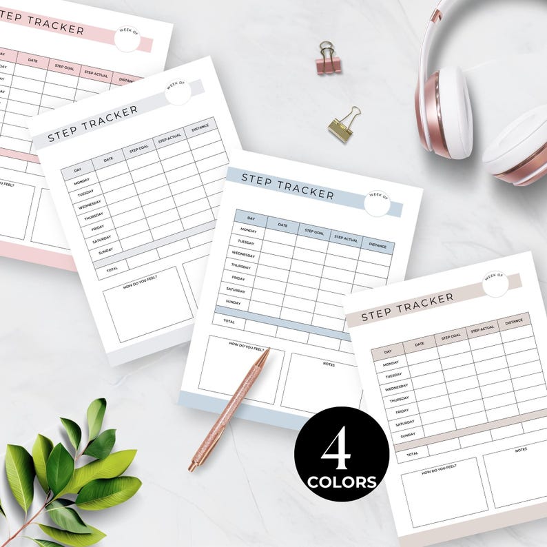 Step Tracker Printable, Daily Step Log, Fitness Tracker, Health Journal ...