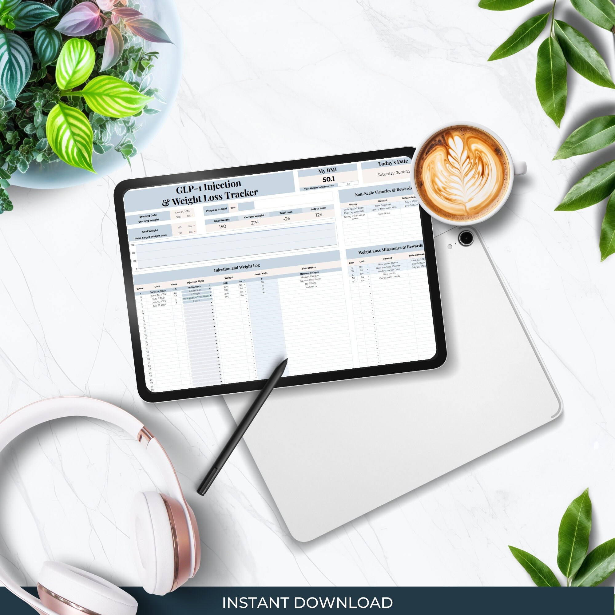 GLP1 Injection Tracker Google Sheet, Tirzepatide Weight Loss Tracker ...