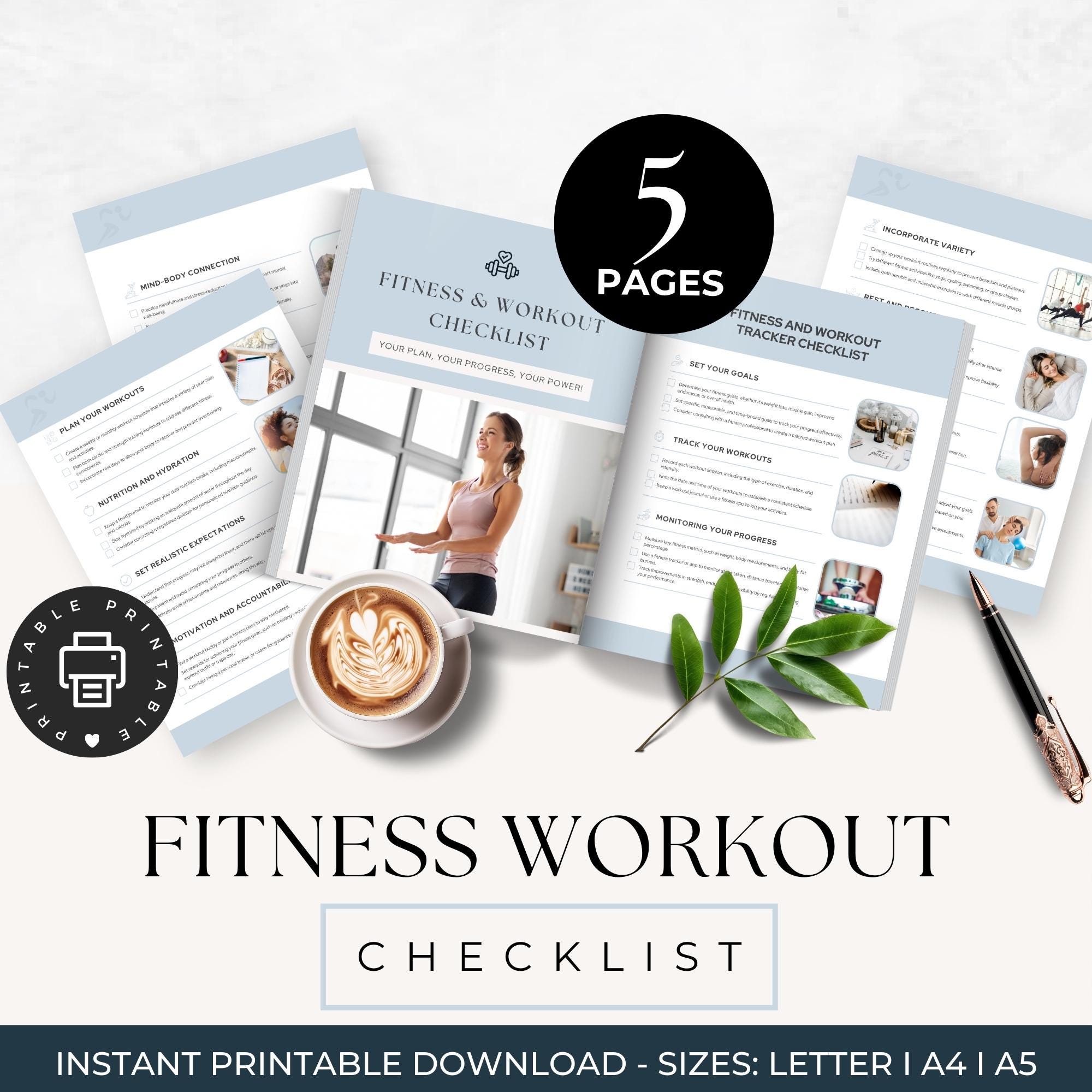 Fitness Checklist Printable, Exercise Coaching Guide, Workout Routine ...