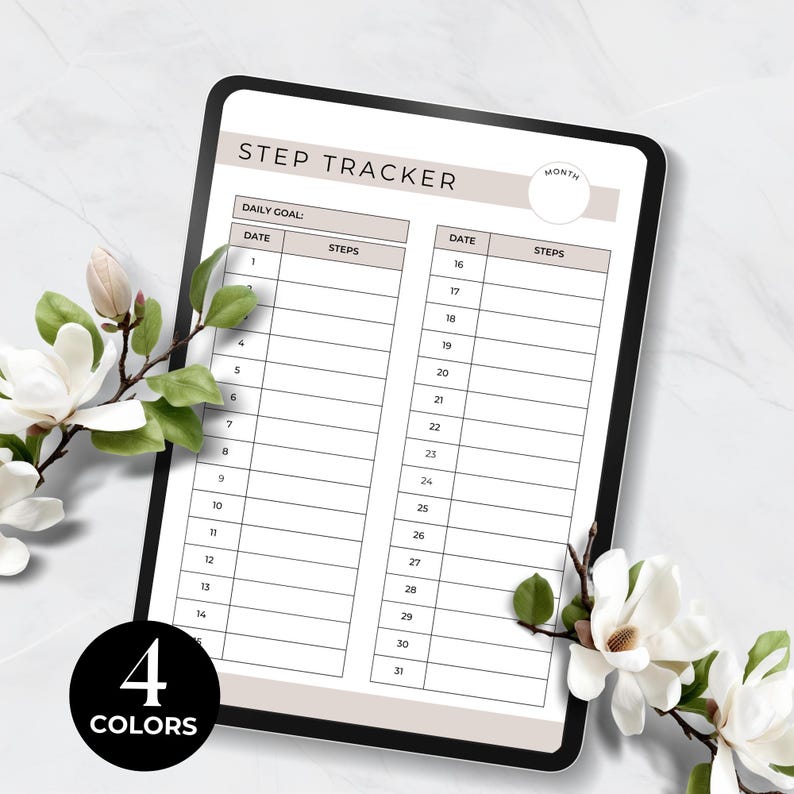 Step Tracker Printable, Daily Step Log, Fitness Tracker, Health Journal ...