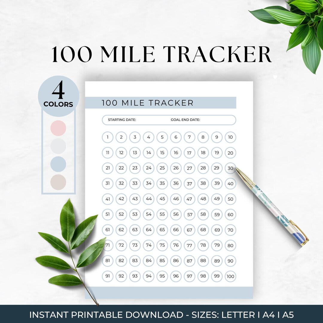 100 Mile Step Tracker Printable, Daily Step Log, Fitness Tracker ...