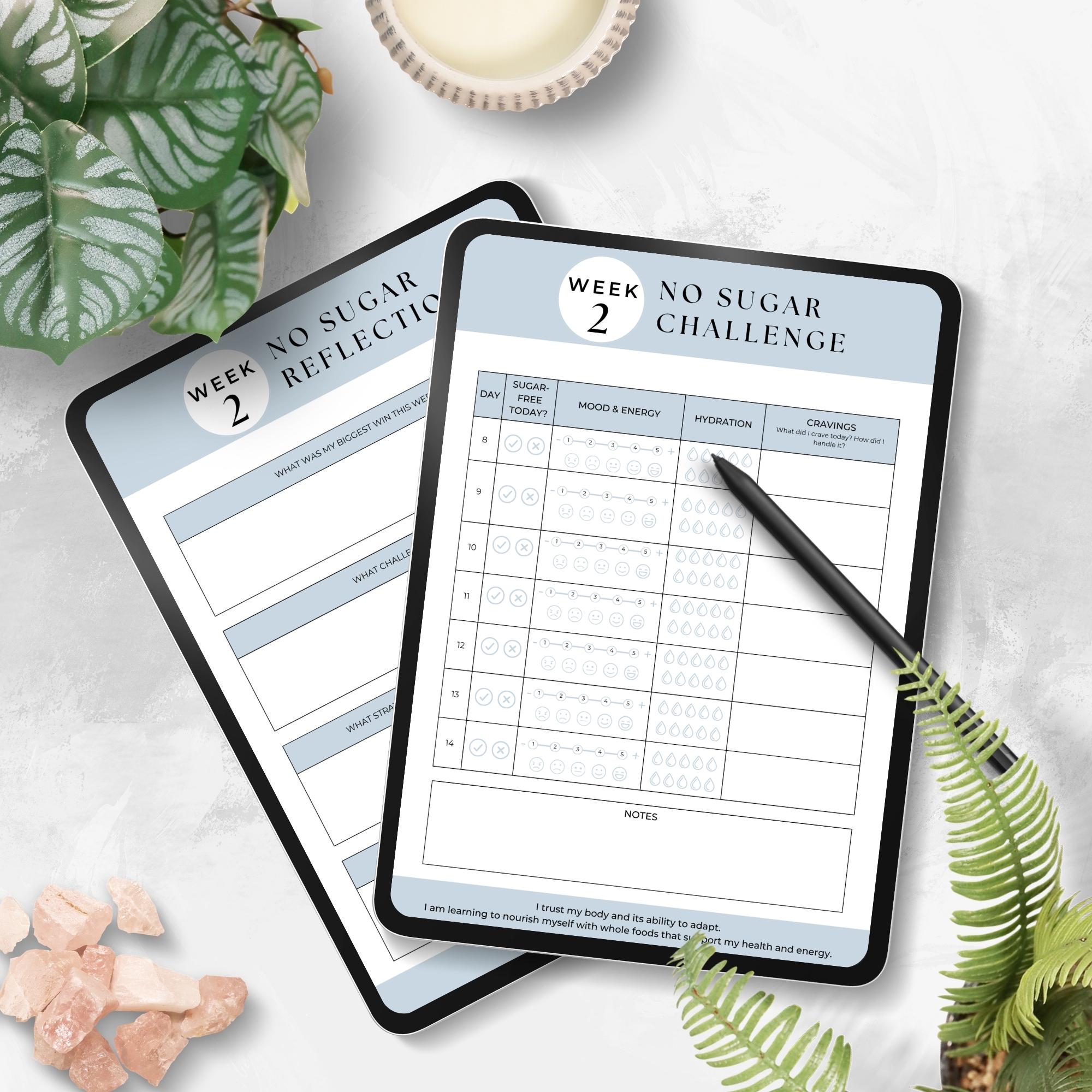 30 Day No Sugar Challenge, Sugar Detox Tracker, No Sweets Diet Health ...