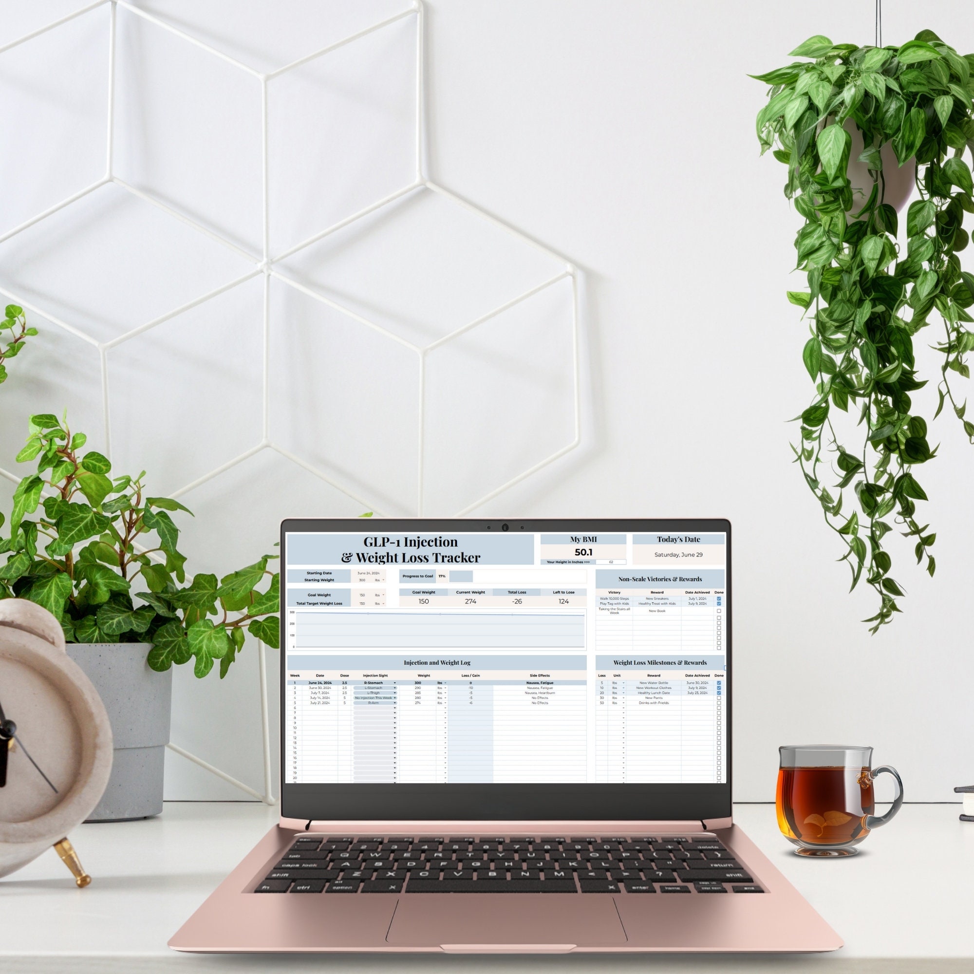 GLP1 Injection Tracker Google Sheet, Tirzepatide Weight Loss Tracker ...
