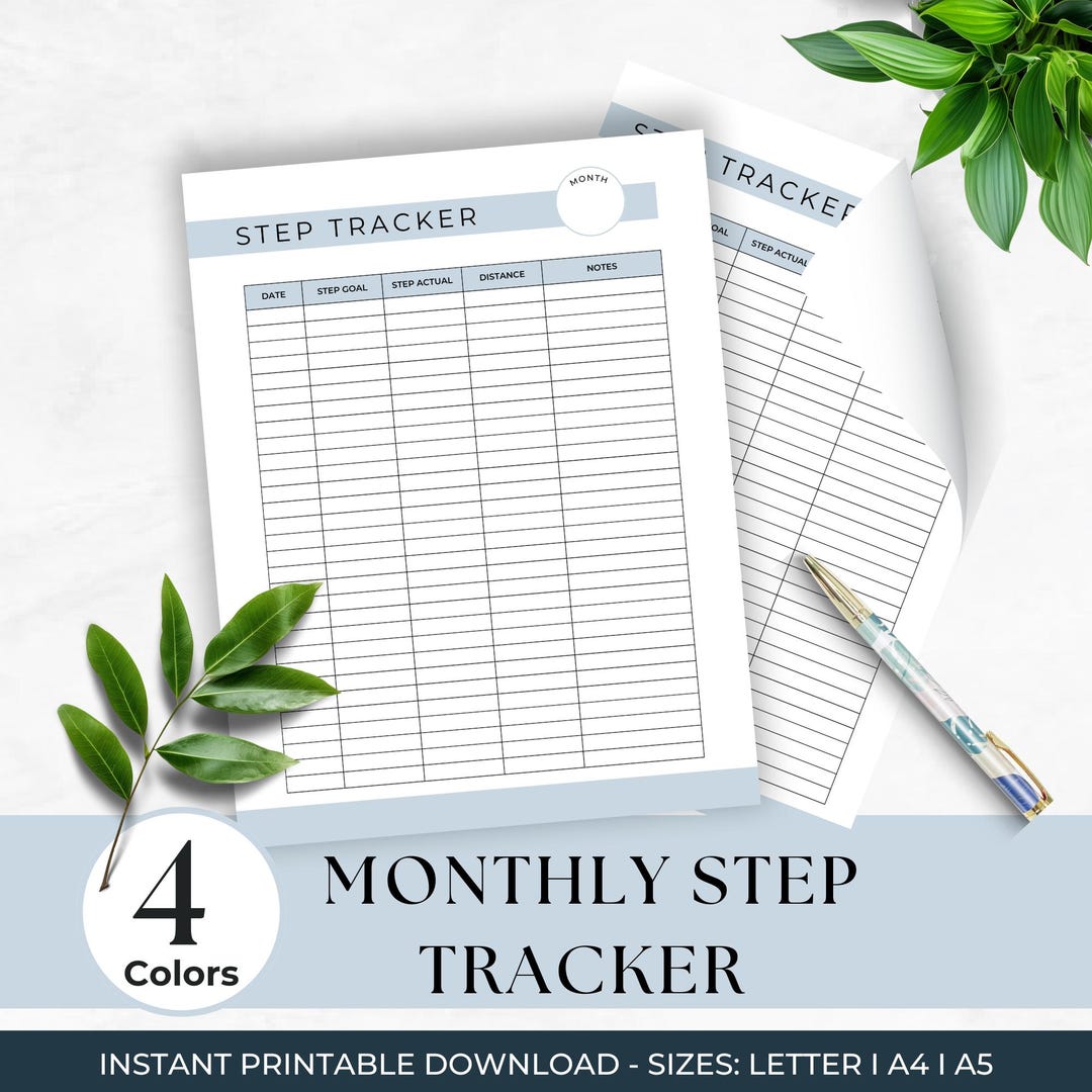 Step Tracker Printable, Daily Step Log, Fitness Tracker, Health Journal ...