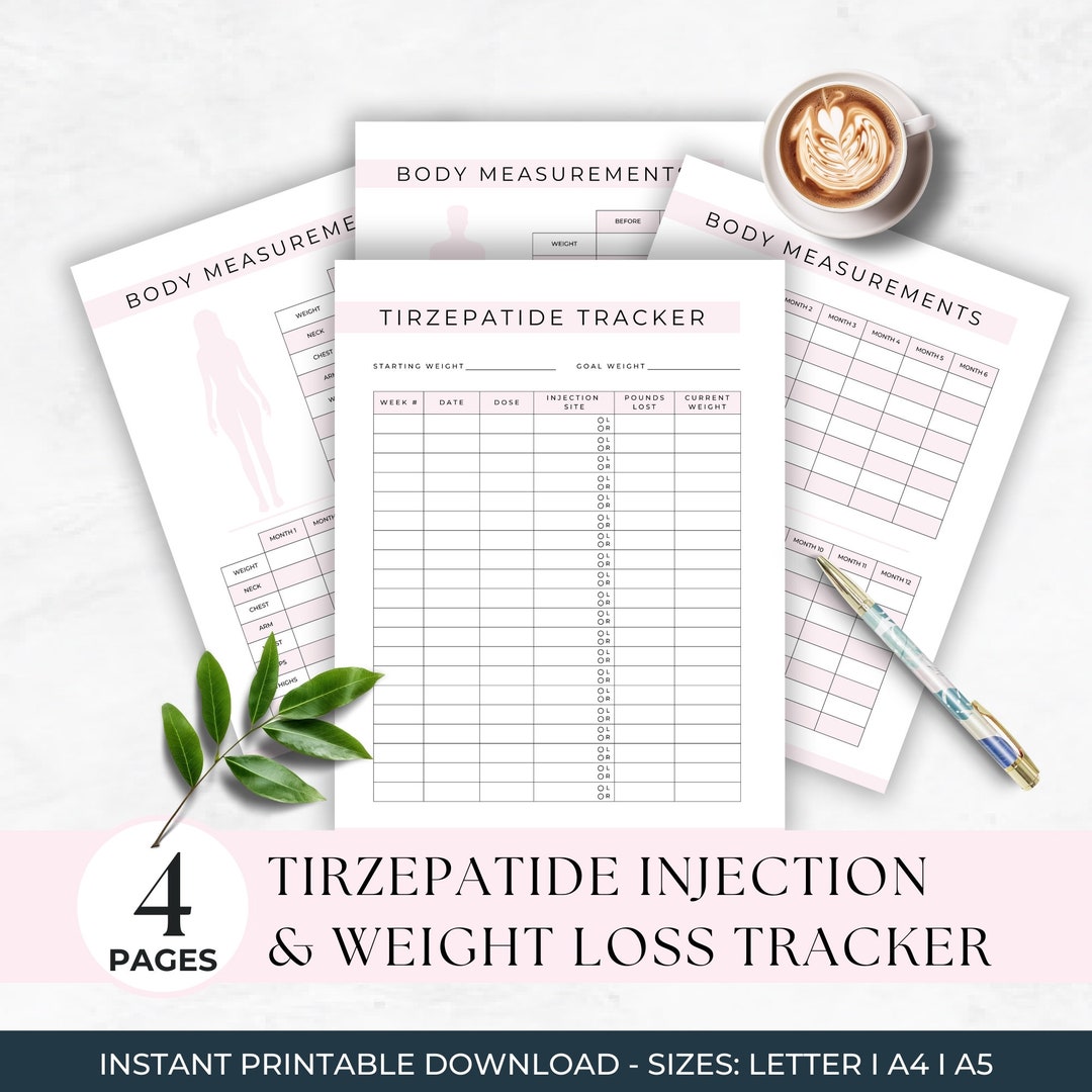 Tirzepatide Injection Tracker, Tirzepatide, Weight Loss Tracker, Simple ...