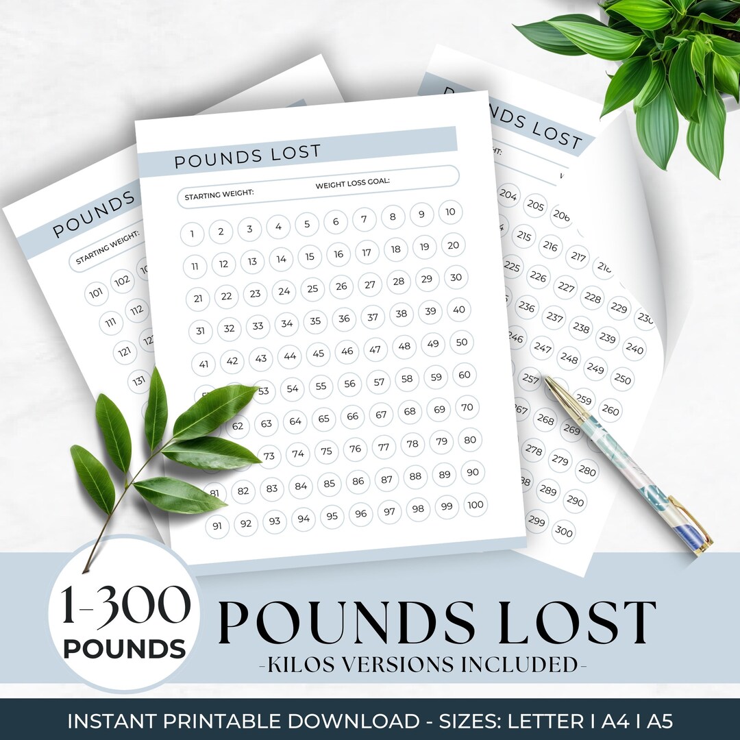Weight Loss Tracker Pounds, GLP1 Pounds Lost Log, Kilos Lost Chart ...