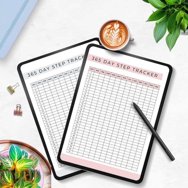 365 Day Step Tracker Printable, Daily Step Log, Fitness Tracker, Health ...