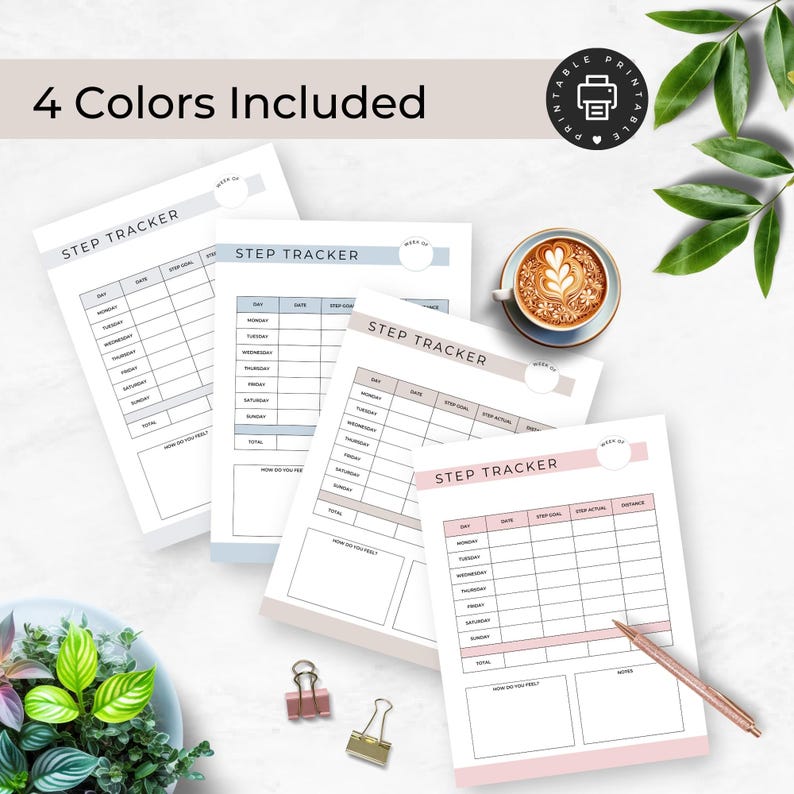 Step Tracker Printable, Daily Step Log, Fitness Tracker, Health Journal ...