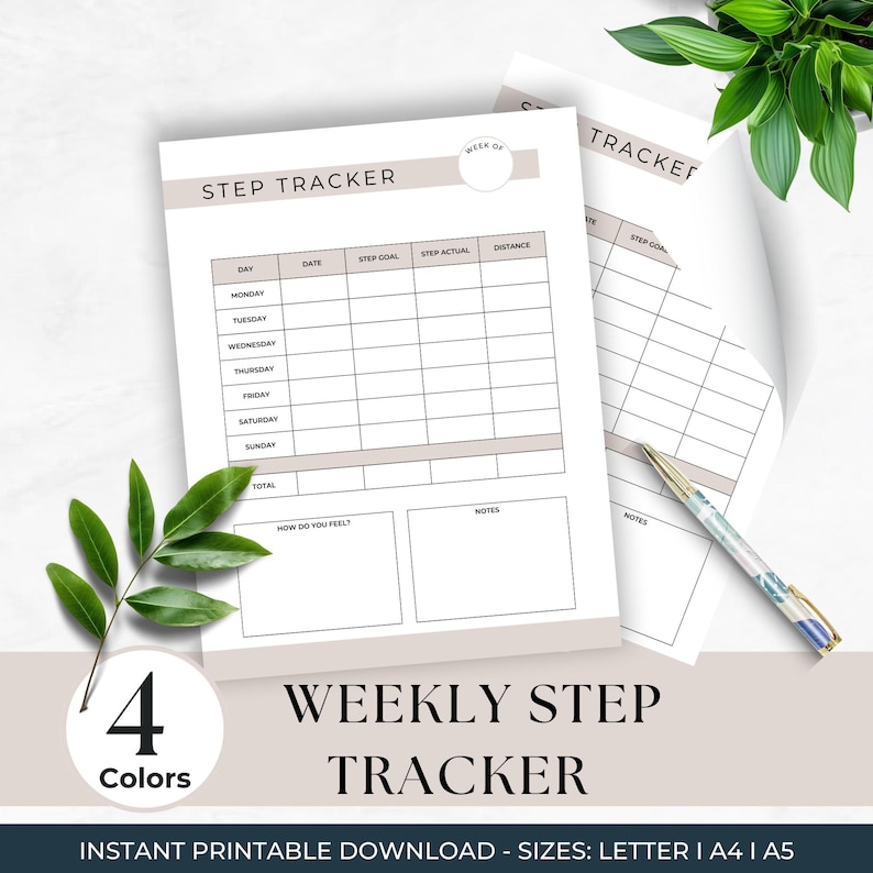 Step Tracker Printable, Daily Step Log, Fitness Tracker, Health Journal ...