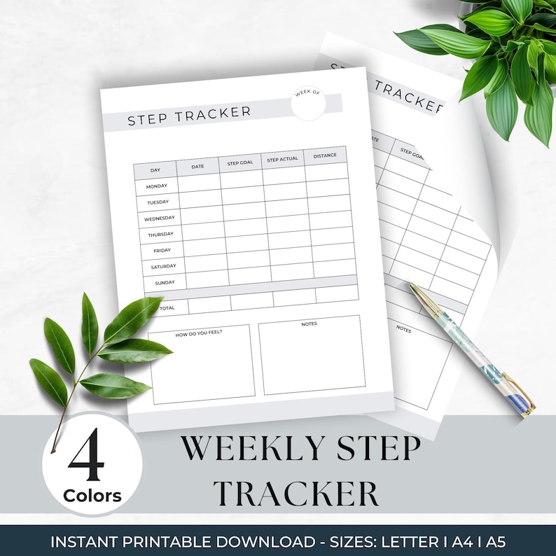Step Tracker Printable, Daily Step Log, Fitness Tracker, Health Journal ...