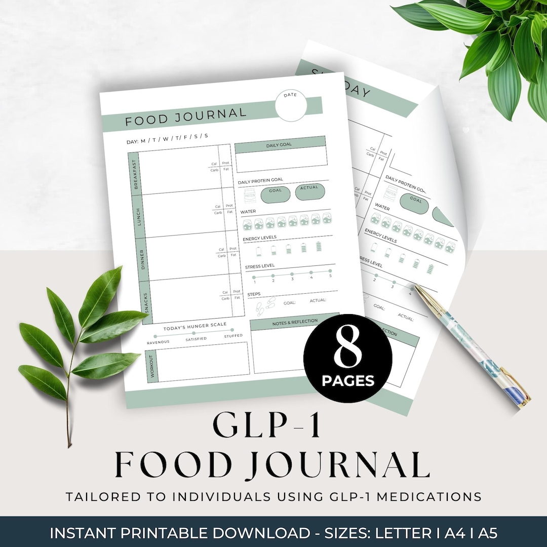 GLP-1 Daily Food Journal, Meal Planner, Weight Loss Eating Plan Tracker ...