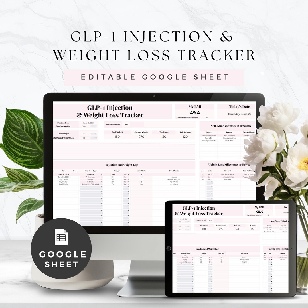GLP1 Injection Tracker Google Sheet, Tirzepatide Weight Loss Tracker ...