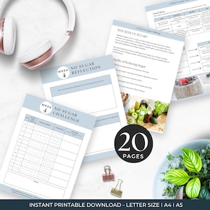 30 Day No Sugar Challenge, Sugar Detox Tracker, No Sweets Diet Health ...