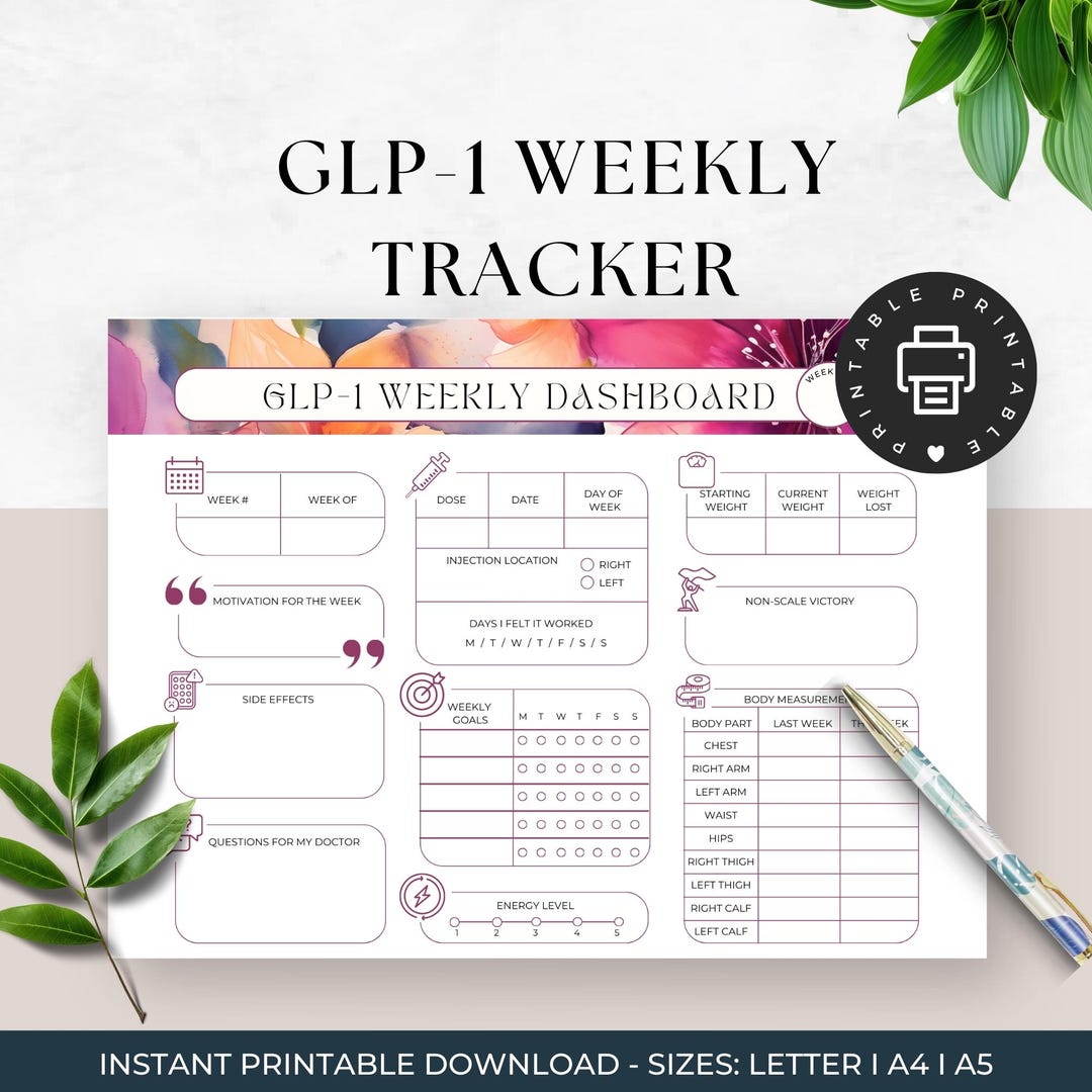 GLP1 Weekly Injection Tracker, Tirzepatide Weight Loss Journal ...