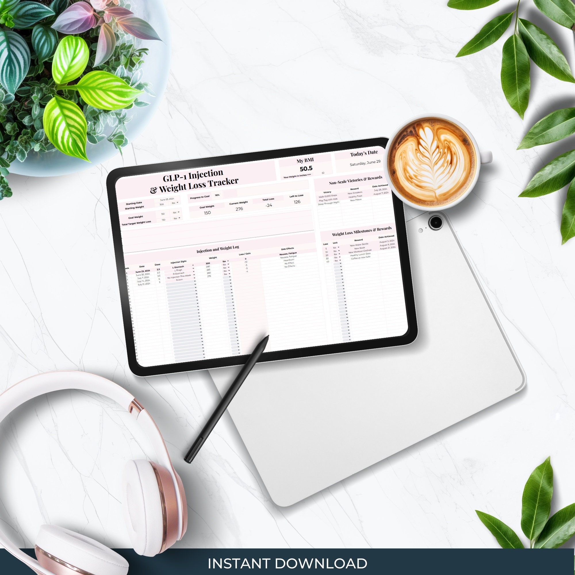 GLP1 Injection Tracker Google Sheet, Tirzepatide Weight Loss Tracker ...