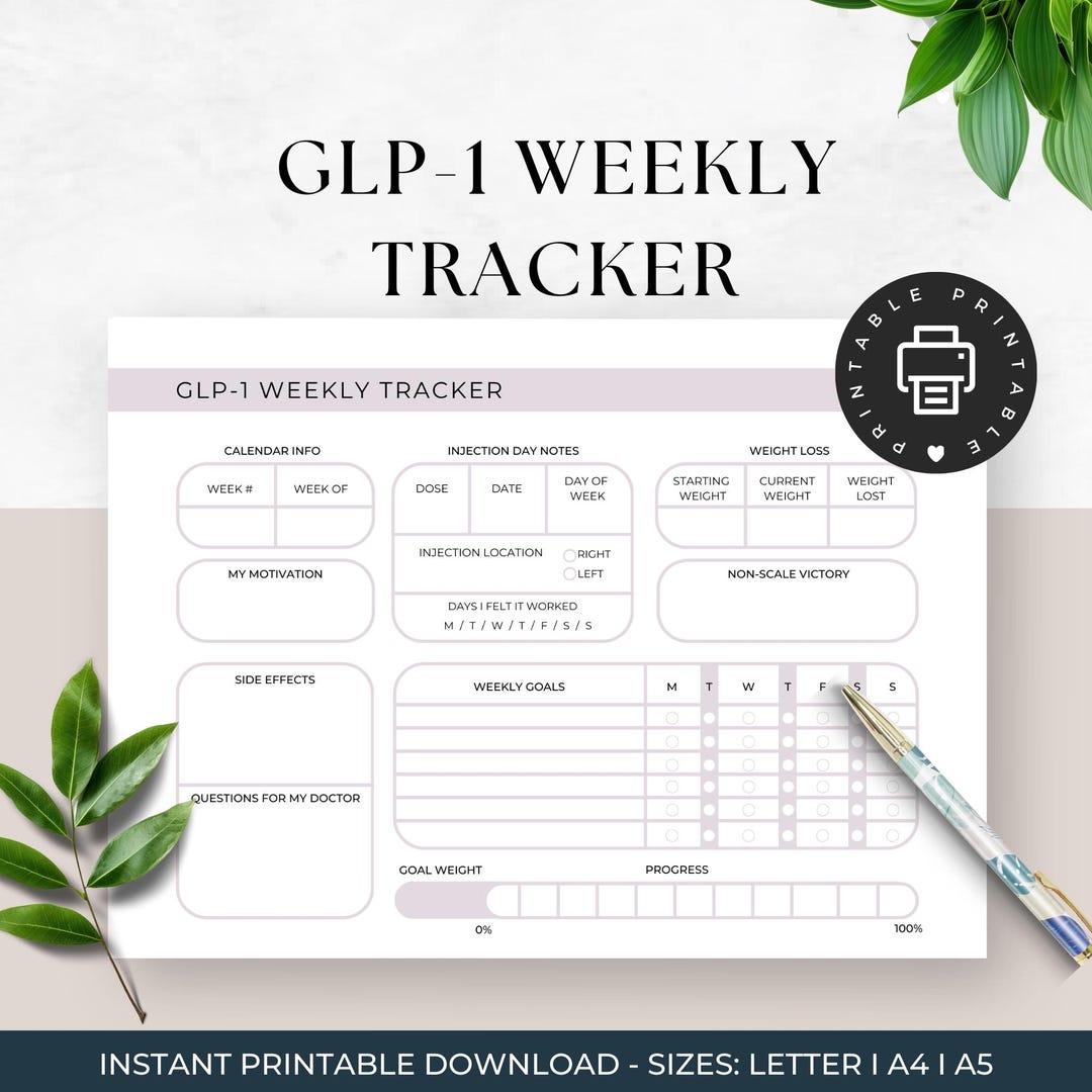 GLP1 Weekly Tracker, Tirzepatide Weight Loss Journal, Semaglutide ...