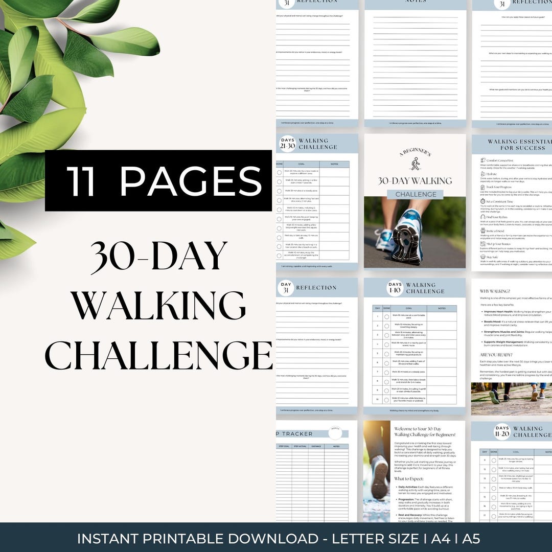 30 Day Walking Challenge, Beginner Walking Plan, Daily Step Challenge ...