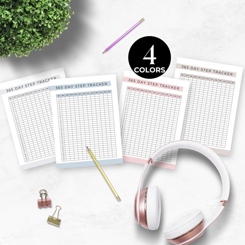 365 Day Step Tracker Printable, Daily Step Log, Fitness Tracker, Health ...
