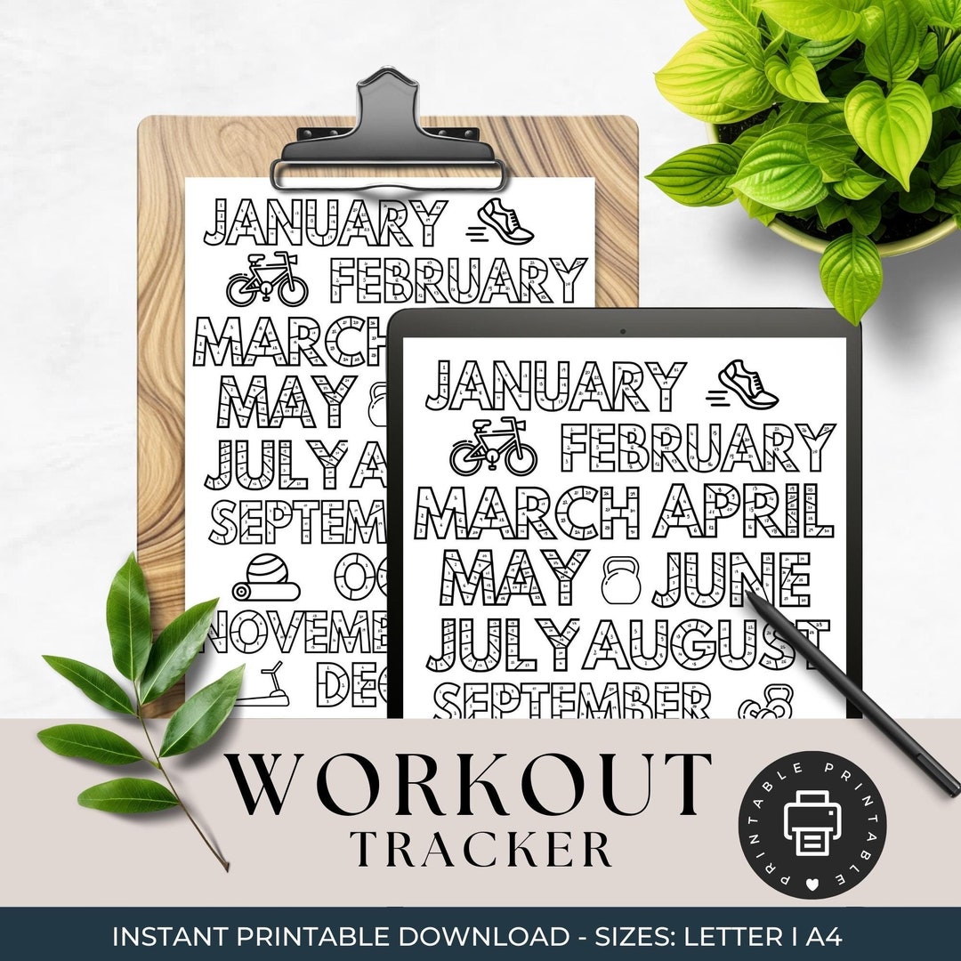 2025 Workout Tracker Coloring, Fitness Tracker, Workout Calendar, Color ...