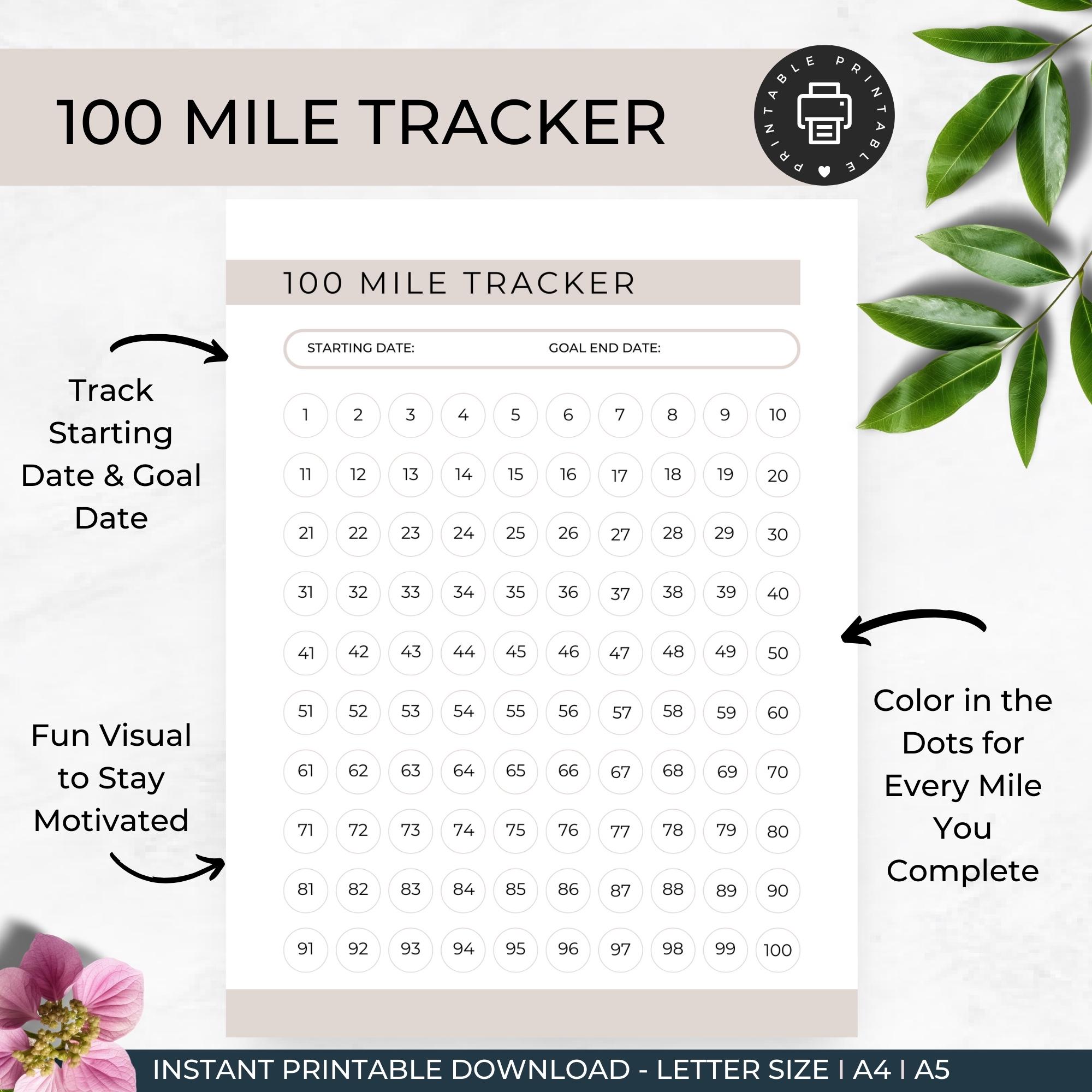 100 Mile Step Tracker Printable, Daily Step Log, Fitness Tracker ...