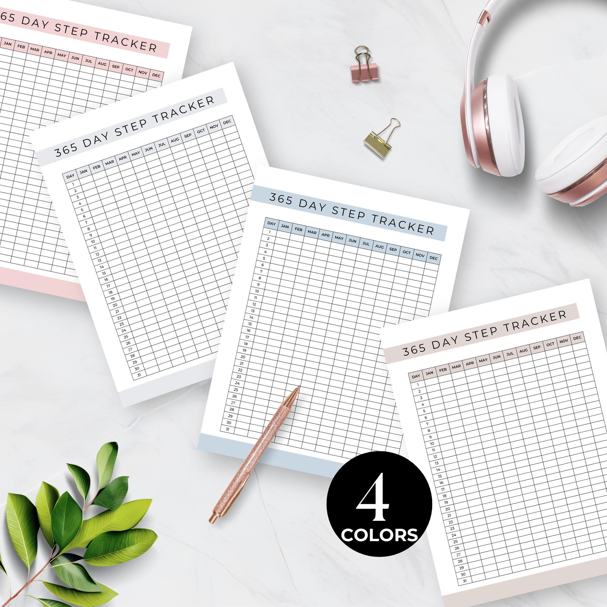 365 Day Step Tracker Printable, Daily Step Log, Fitness Tracker, Health ...