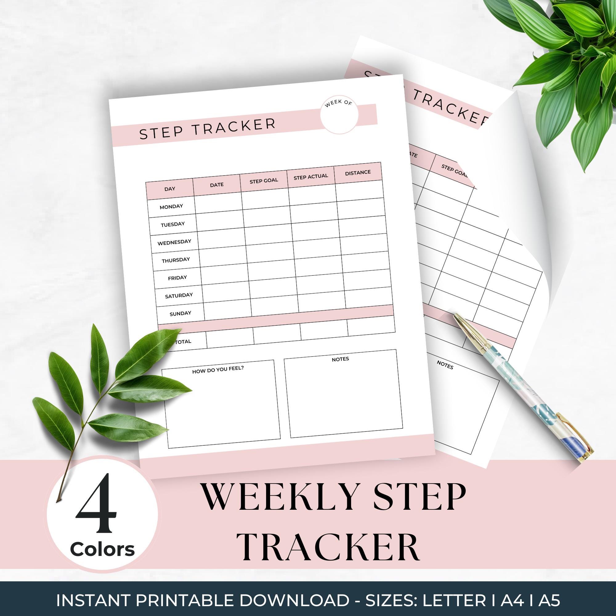 Step Tracker Printable, Daily Step Log, Fitness Tracker, Health Journal ...