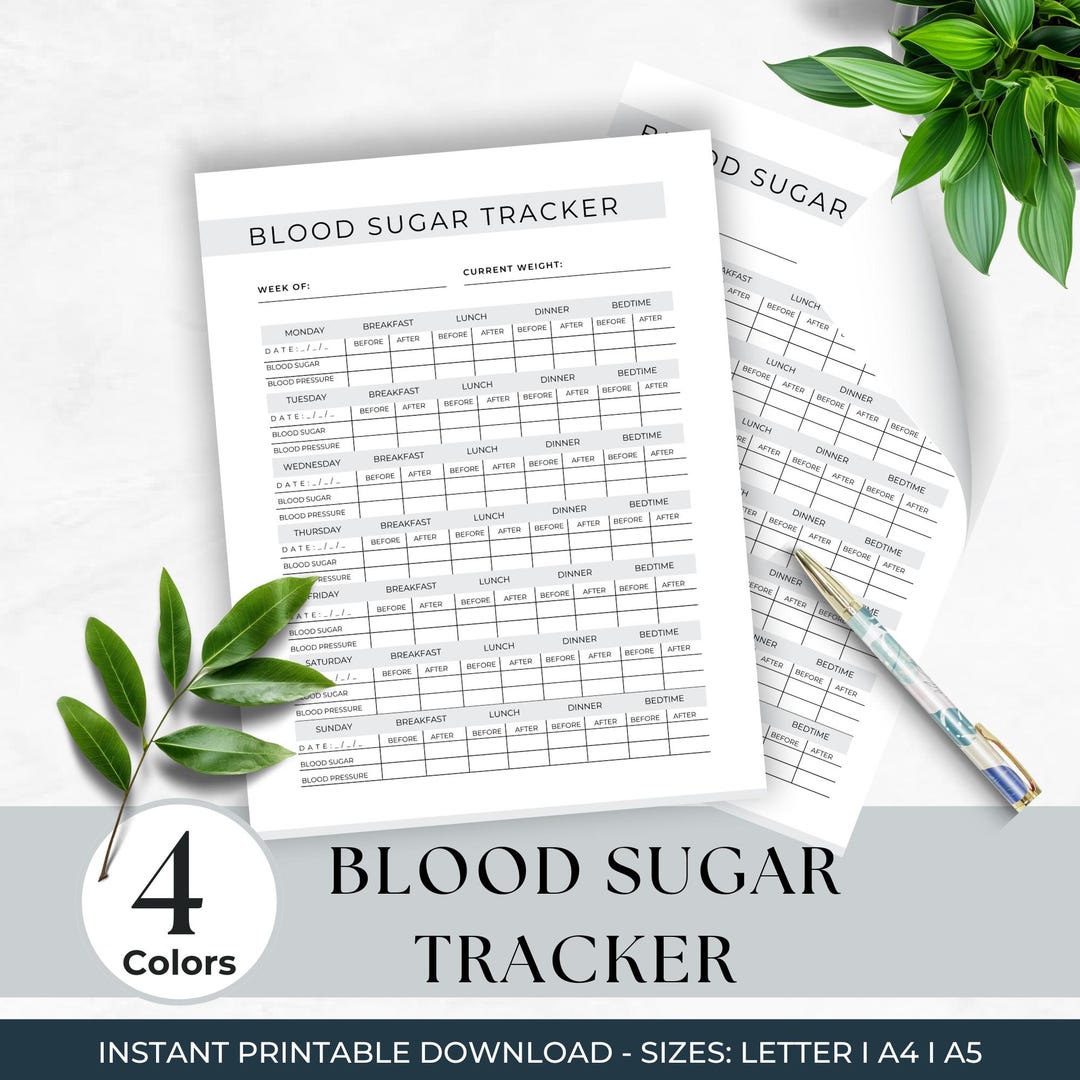 Weekly Blood Sugar Log, Diabetes Glucose Tracker, Health & Wellness ...