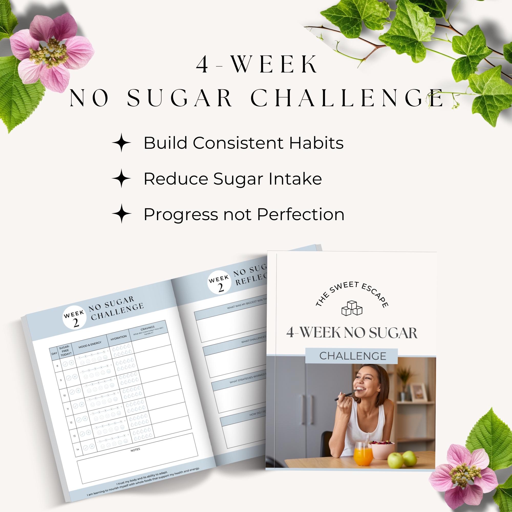 30 Day No Sugar Challenge, Sugar Detox Tracker, No Sweets Diet Health ...
