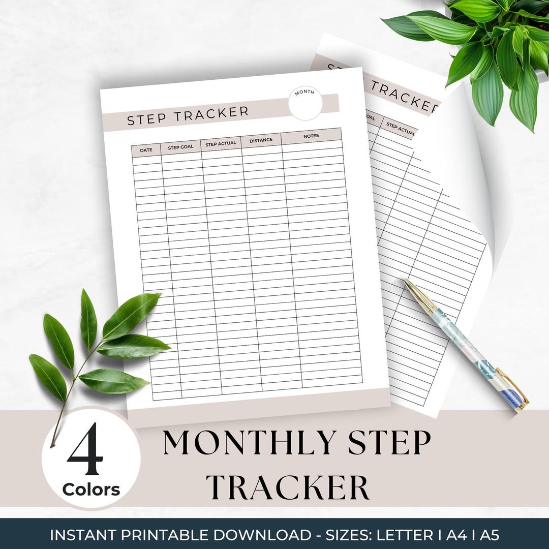 Step Tracker Printable, Daily Step Log, Fitness Tracker, Health Journal ...