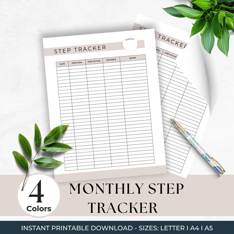 Step Tracker Printable, Daily Step Log, Fitness Tracker, Health Journal ...