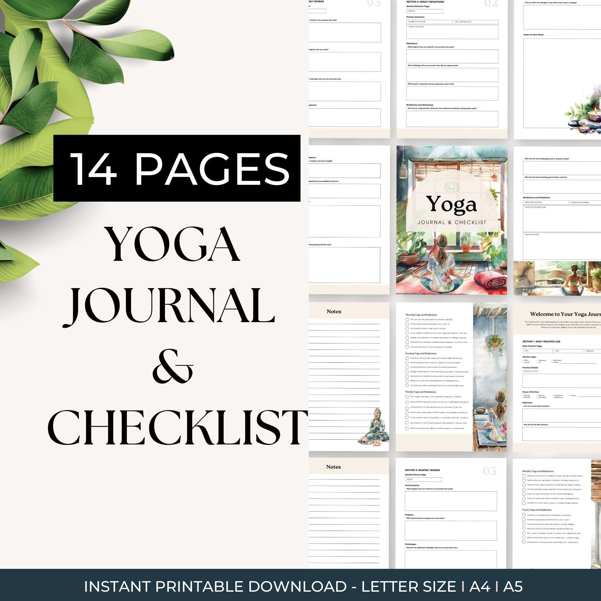 Yoga Journal Printable, Yoga Planner, Meditation Practice, Wellness ...