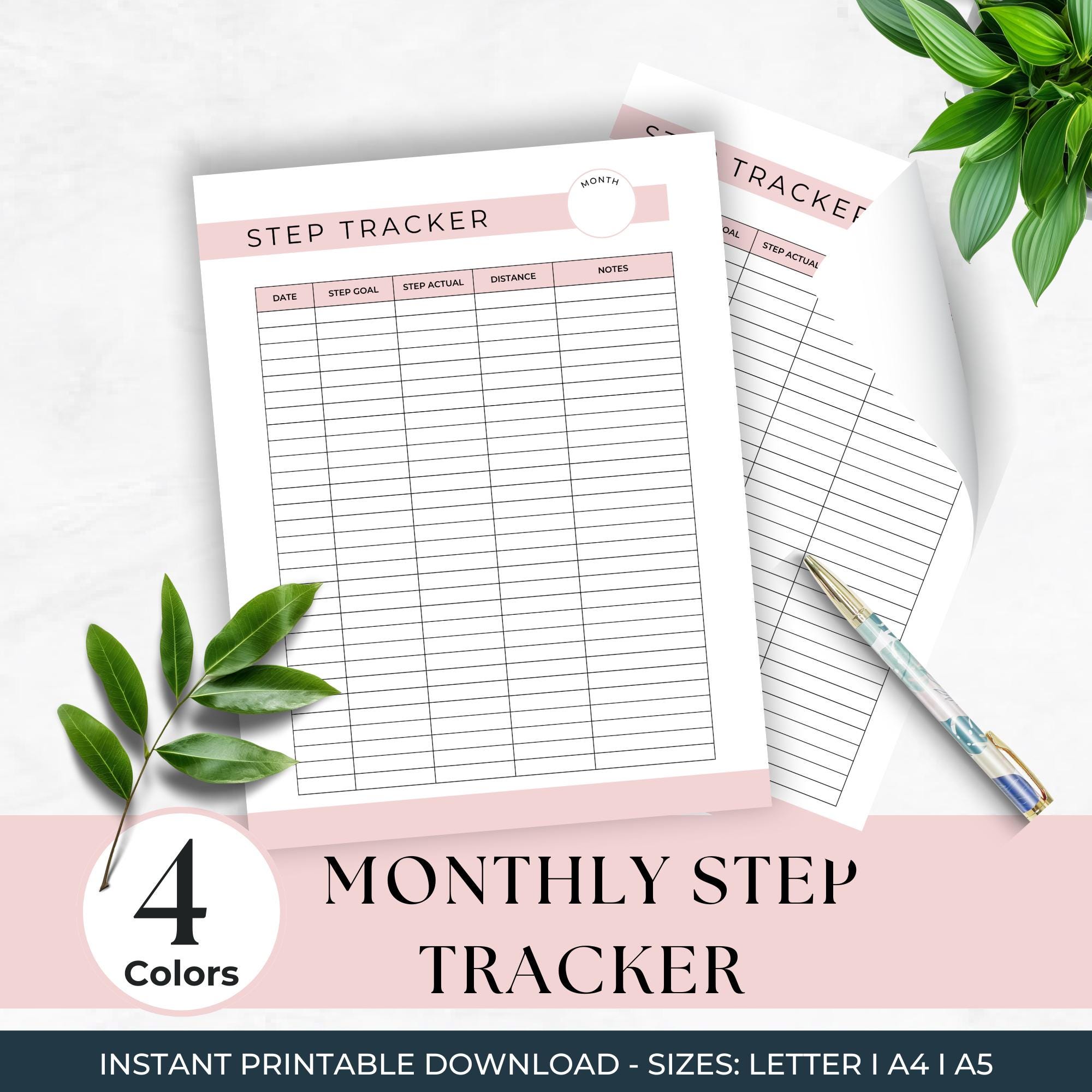 Step Tracker Printable, Daily Step Log, Fitness Tracker, Health Journal ...