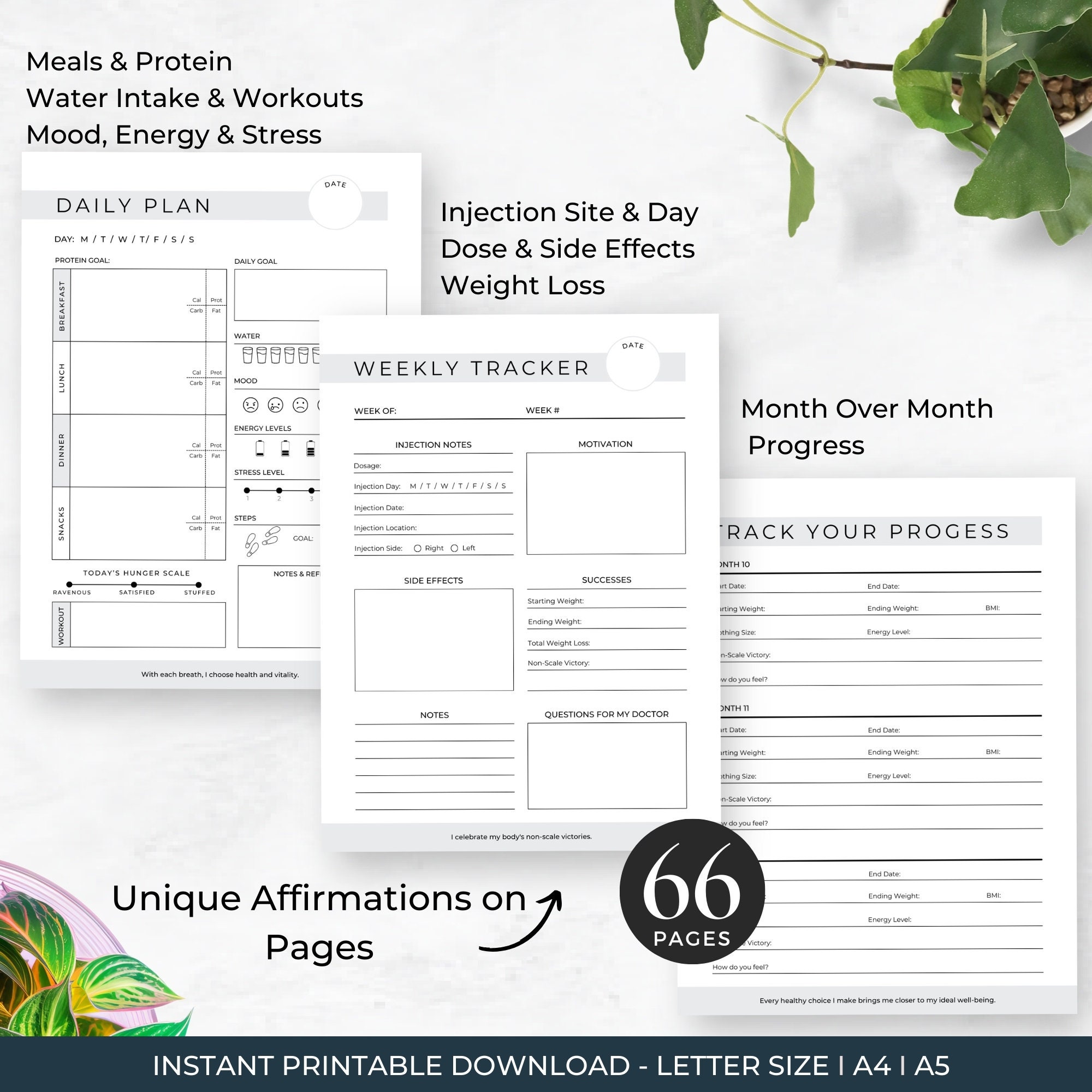 Semaglutide Weight Loss Tracker, Tirzepatide Weekly Tracker, Medicated ...