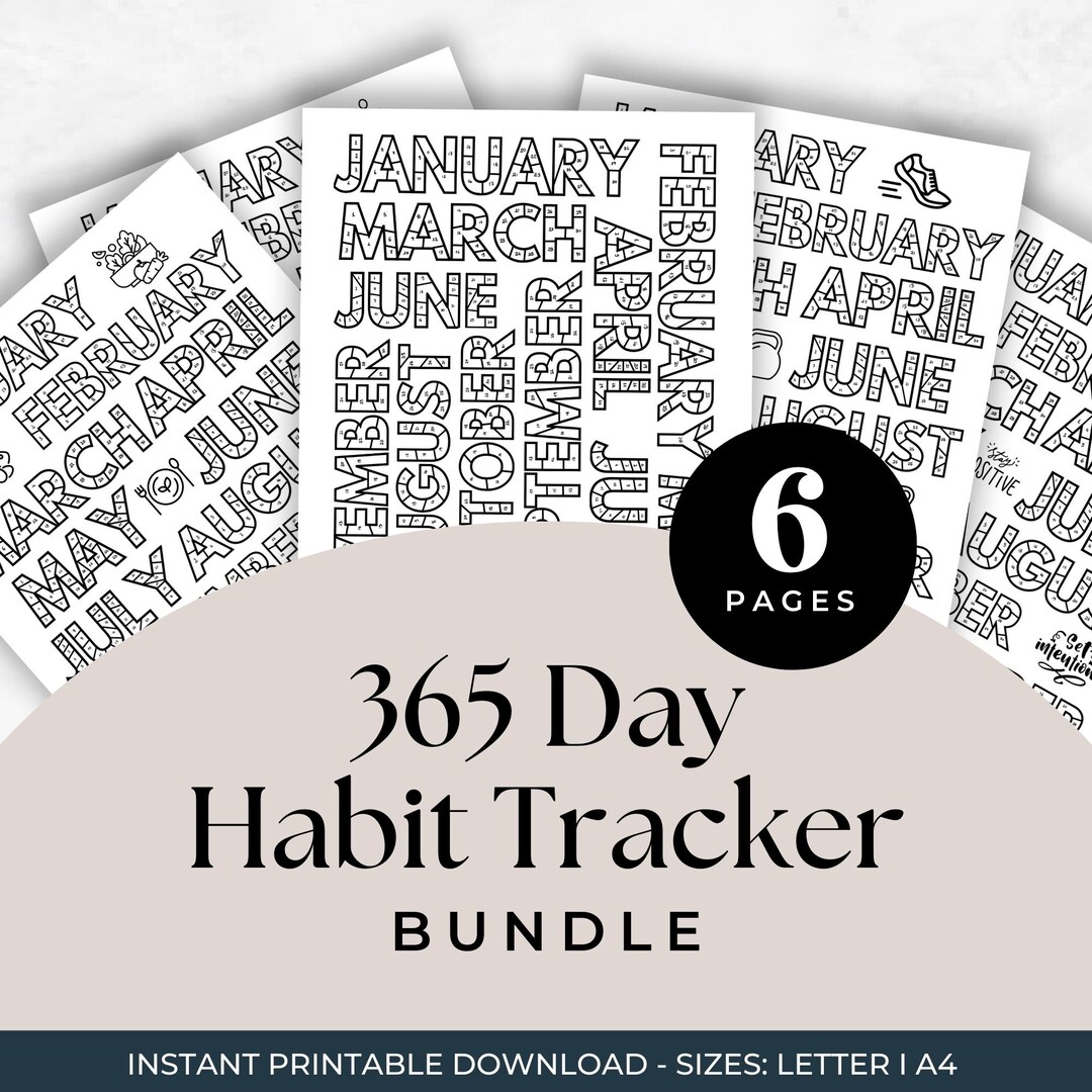 2025 Habit Tracker Coloring Sheet, 365 Day Coloring Habit Tracker ...