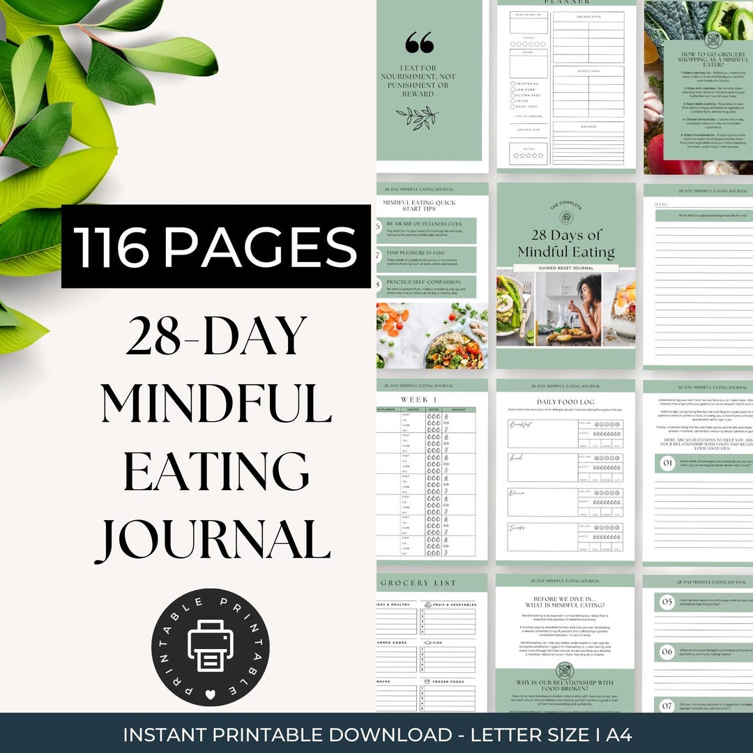 Mindful Eating Journal, Intuitive Eating Guide, Freedom From Emotional ...